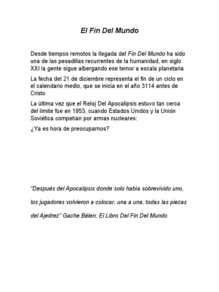 El Fin Del Mundo 2 | PDF