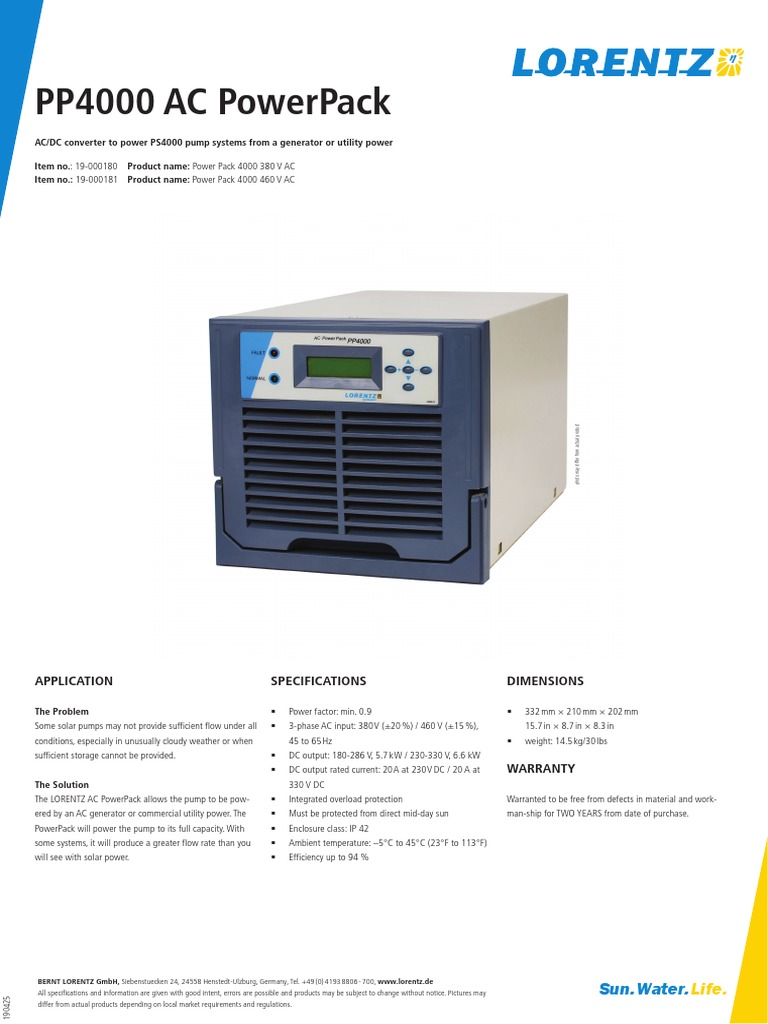 Lorentz Pp4000 Ac Powerpack Manual en | PDF | Power Supply | Physical Quantities