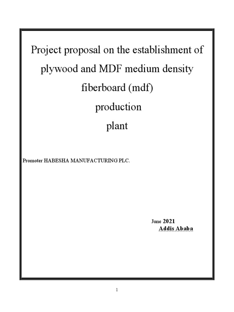 Project Proposal On The Establishment of Plywood and MDF Medium Density ...