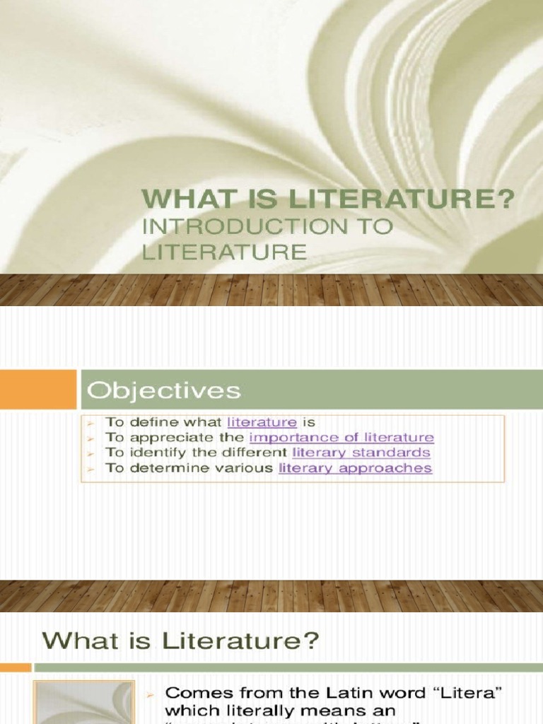 INTRODUCTION TO LITERATURE PPT | PDF