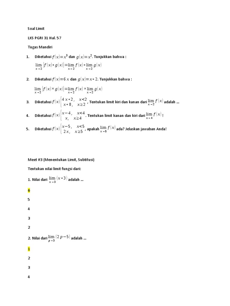Soal Limit | PDF