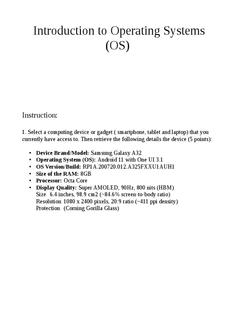 Introduction To Operating Systems (OS) : Instruction | PDF | Operating ...