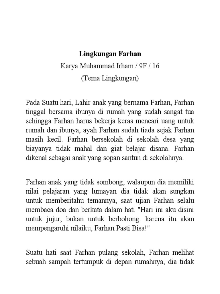 Cerpen Lingkungan Farhan | PDF