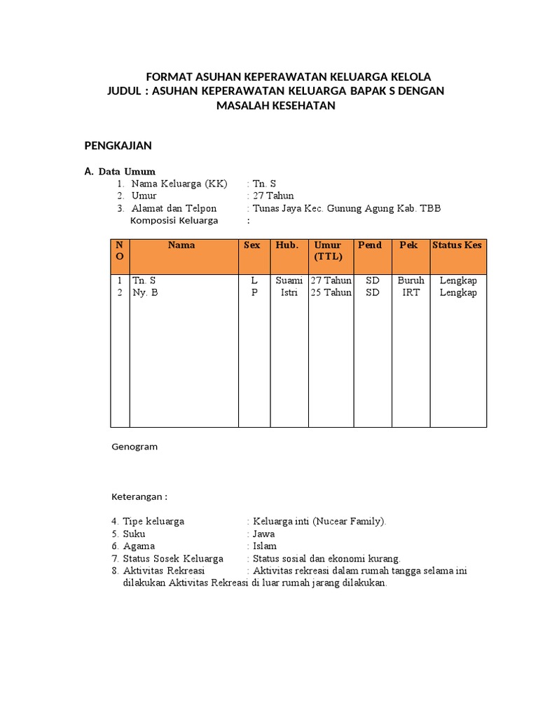 Format Asuhan Keperawatan Keluarga | PDF