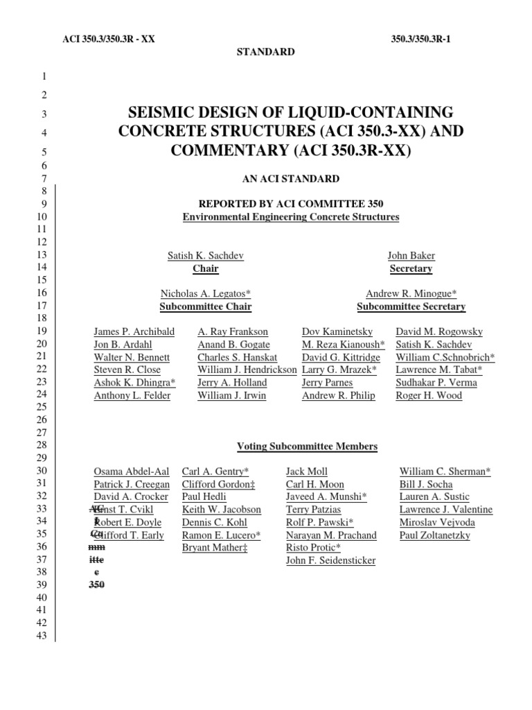 ACI 350.3/350.3R seismic design standard for liquid-containing concrete ...