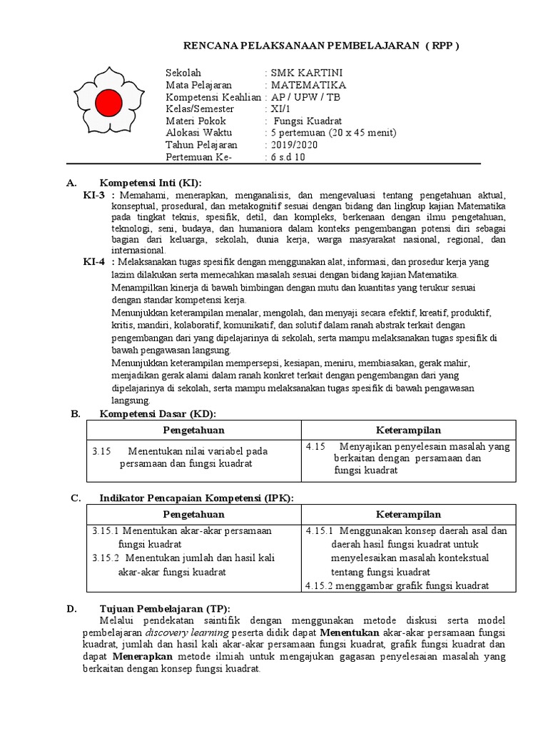 RPP 2 F.kuadrat | PDF