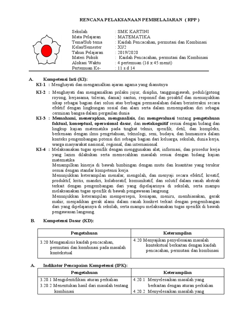 RPP 7 Kaidah Pencacahan | PDF