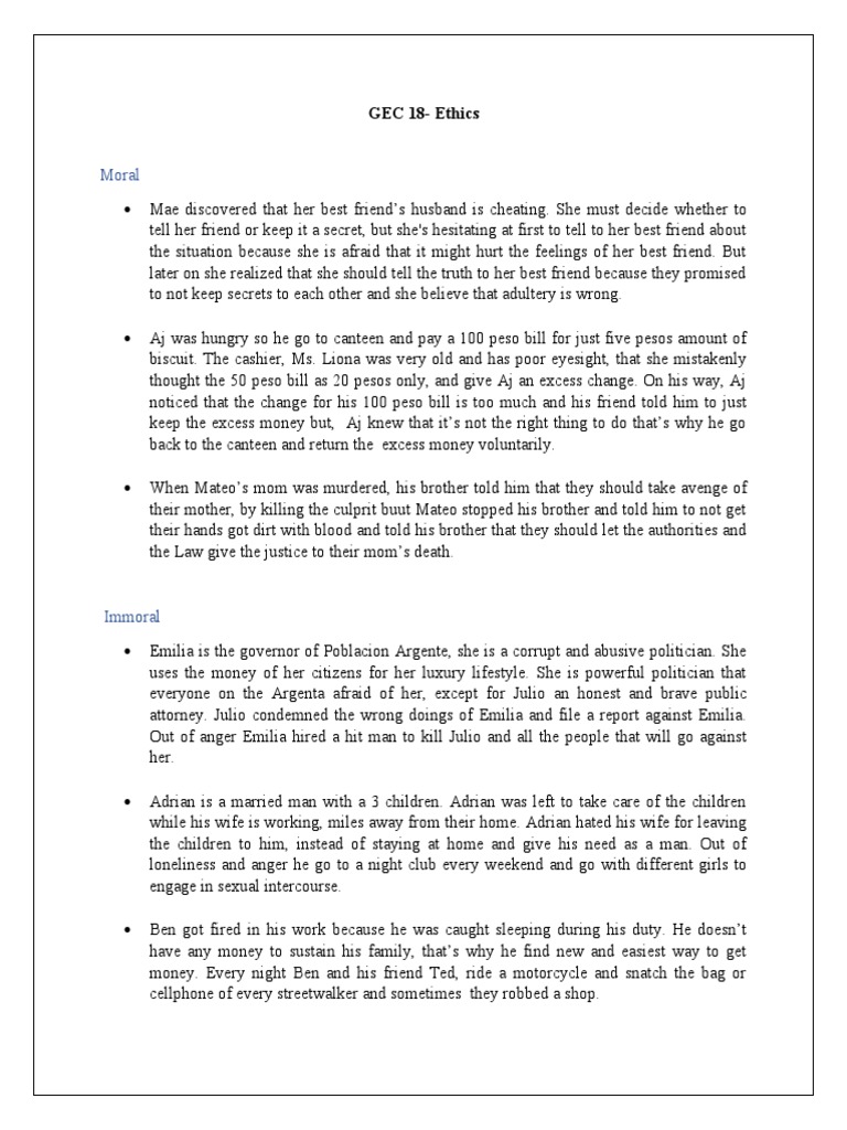 Moral, Immoral & Amoral | PDF