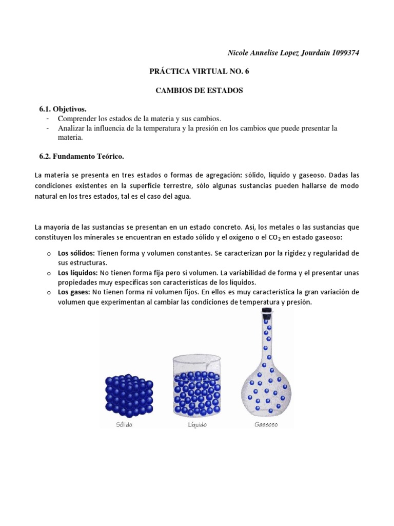 Practica Estado de La Materia | PDF | Gases | Líquidos