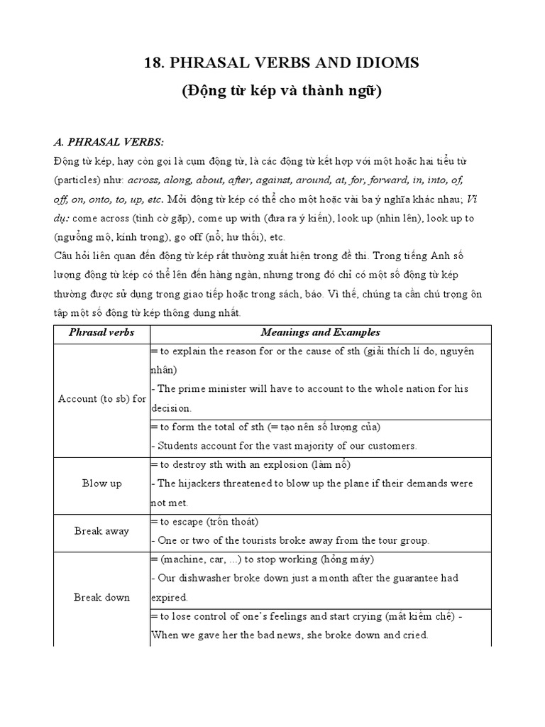 Phrasal Verbs and Idioms | PDF