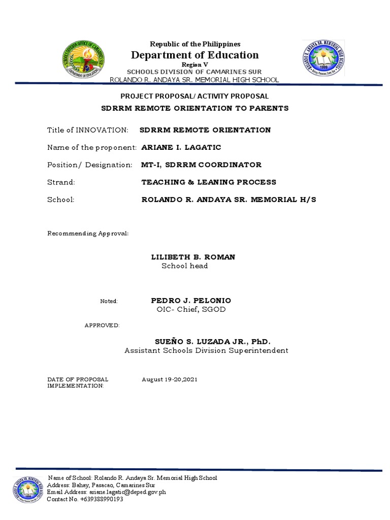Project Proposal - SDRRM Modular ORSEM | PDF | Business