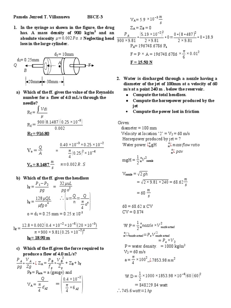 Hydraulics Problem Set | PDF | Pump | Pressure