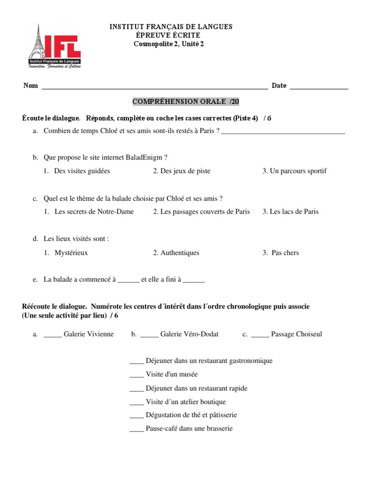 IFL - Cosmopolite 2, U2 | PDF | Arts du langage et discipline