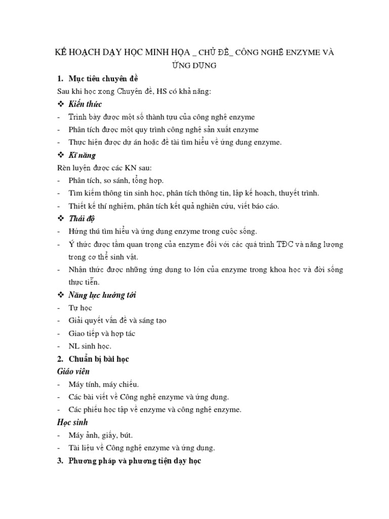 KHDH - Cong Nghe Enzyme Va Ung Dung | PDF