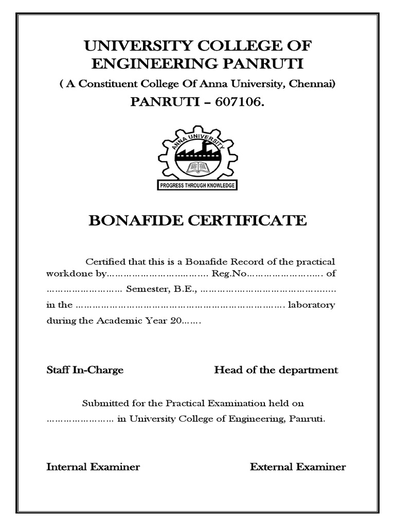 Bonafide Certificate | PDF