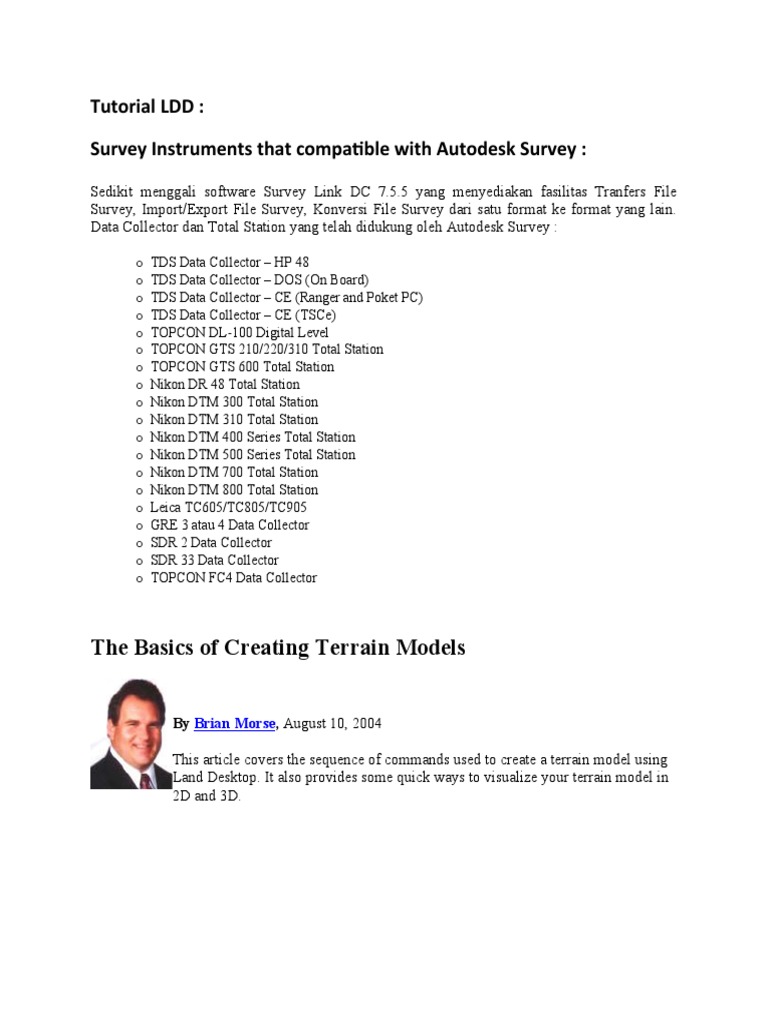 Tutorial LDD: Survey Instruments That Compatible With Autodesk Survey ...