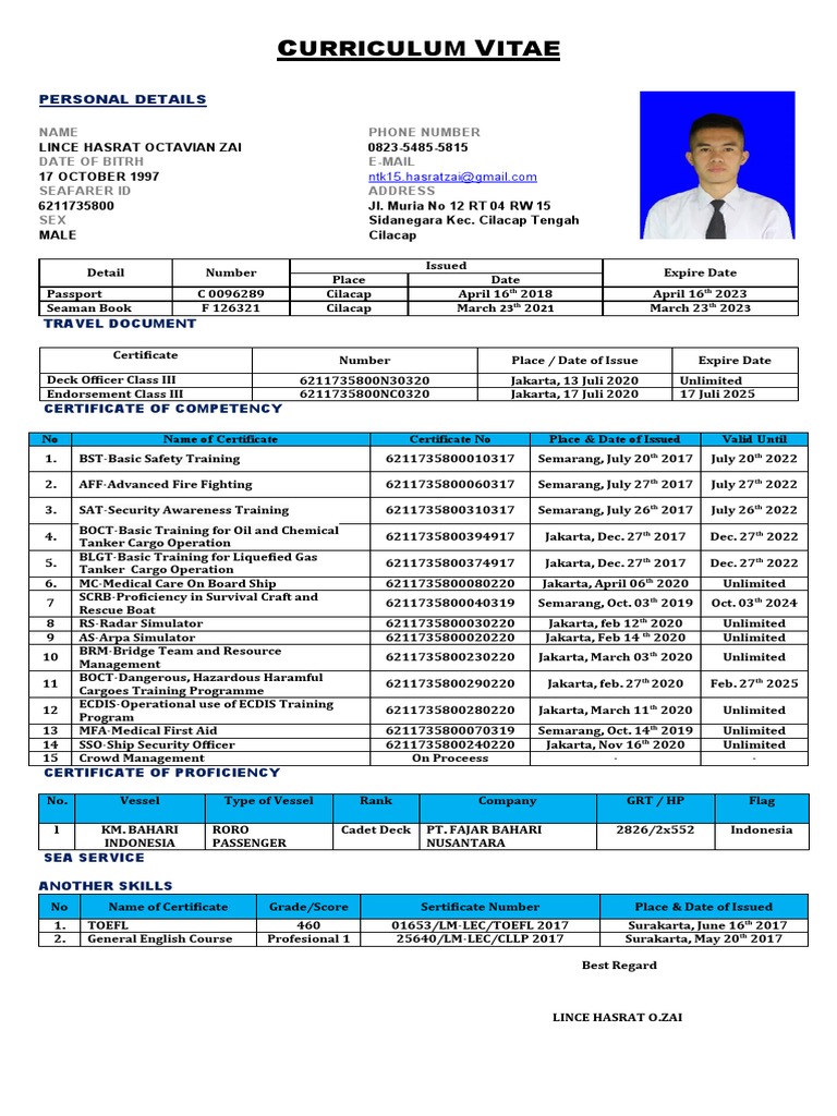 Urriculum Itae: Personal Details | PDF | Ships | Water Transport