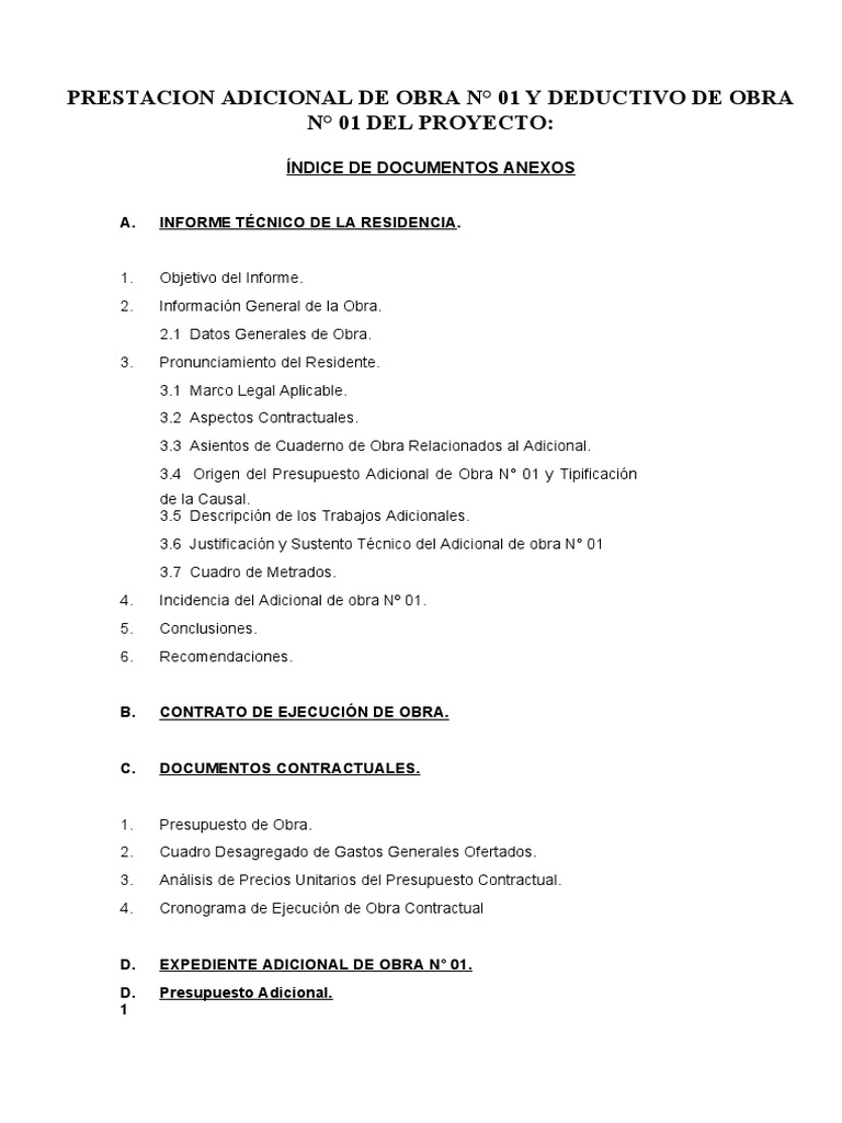 Informe de Adicional y Deductivo #01 | PDF | Presupuesto | Hormigón Informe de Adicional y Deductivo #01 | PDF | Presupuesto | Hormigón