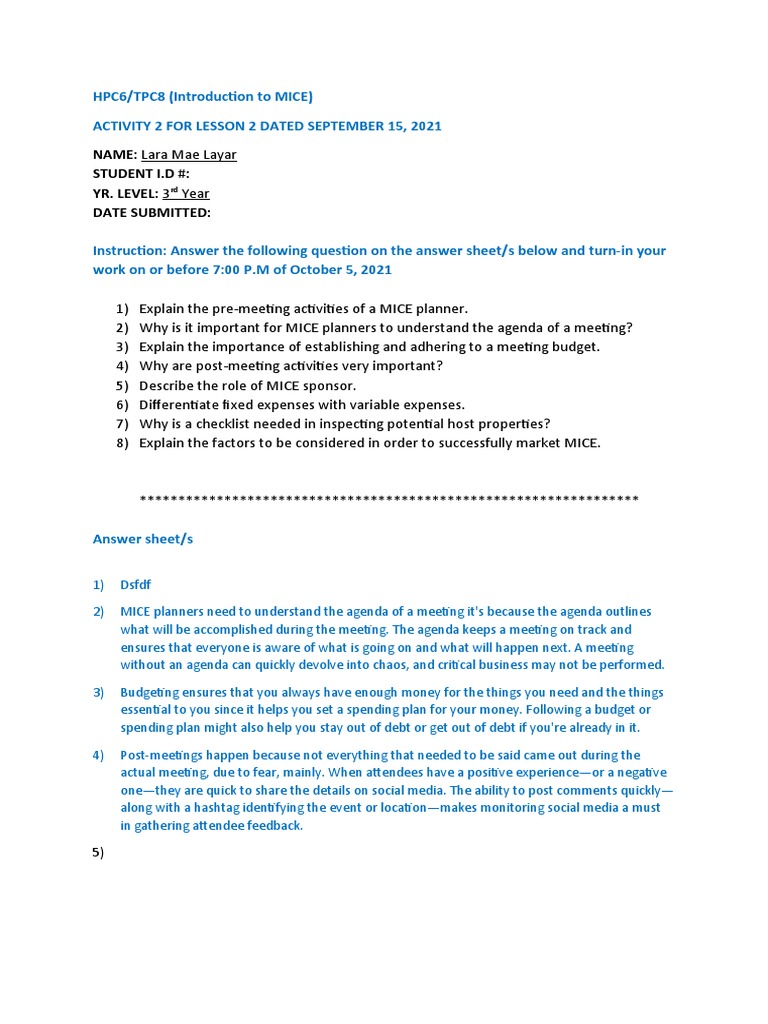 Activity 2 For Lesson 2 Dated Sept. 15, 2021 | PDF | Business | Finance ...