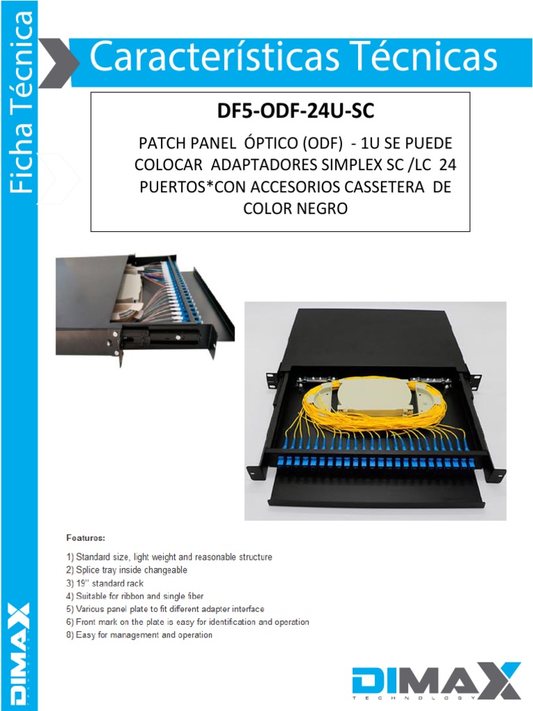 Patch Panel Óptico ODF 1U SC 24 Puertos | PDF
