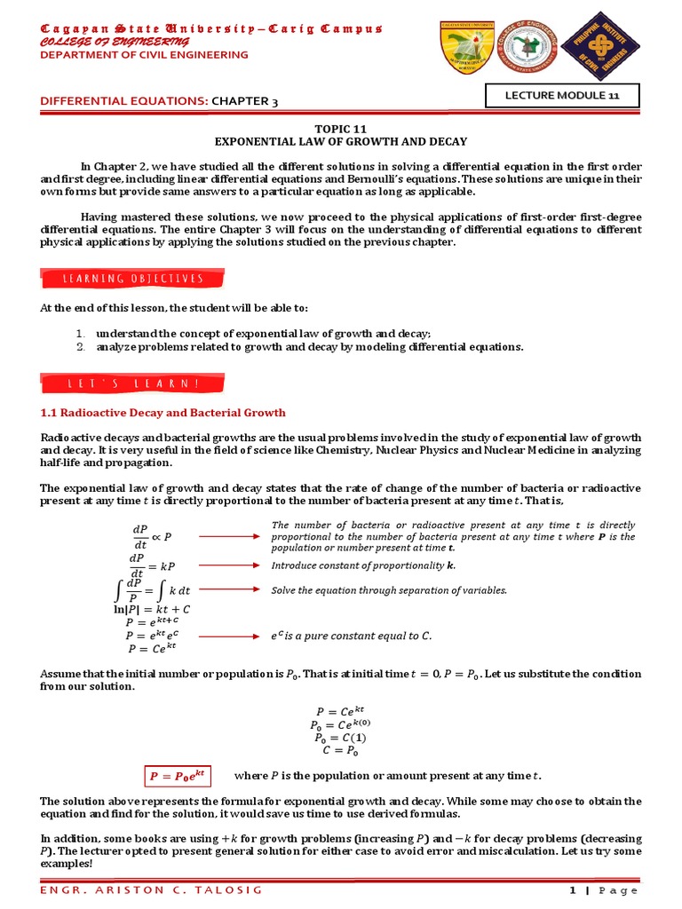 Exponential Growth and Decay Overview | PDF | Radioactive Decay | Equations