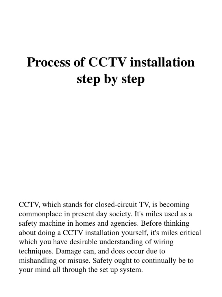 Step-by-Step CCTV Installation Guide | PDF | Closed Circuit Television ...