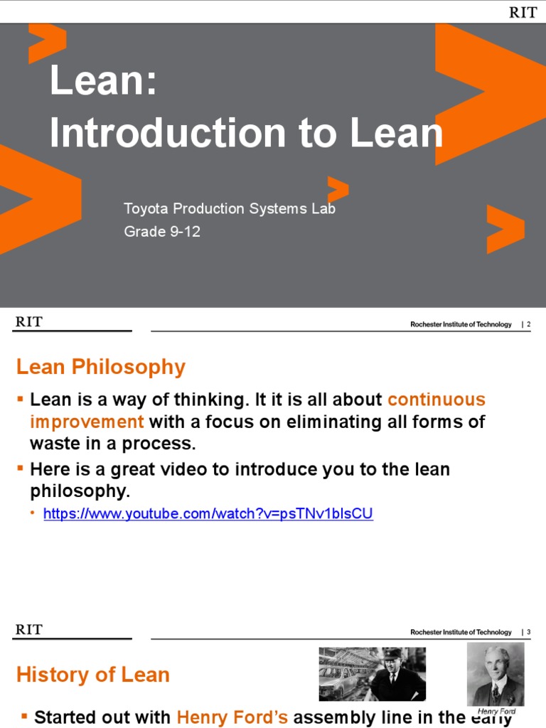 Lean: Introduction To Lean: Toyota Production Systems Lab Grade 9-12 ...