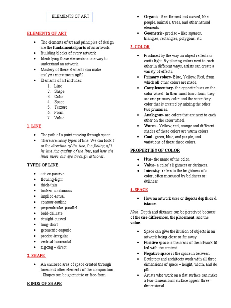 Elements of Art 3. Color: He Line, The Quality of The Line, and How The ...