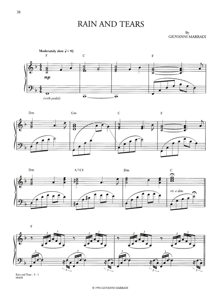 PIANOKAFECOM ноты Giovanni Marradi - Rain and tears | PDF
