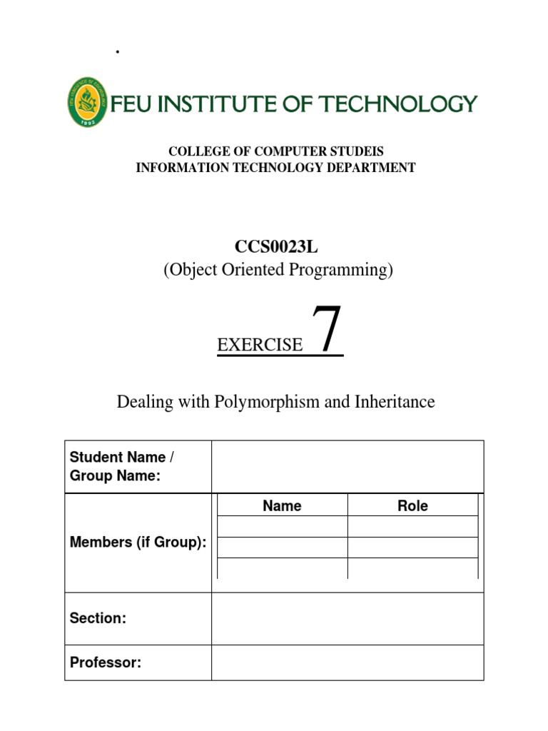 (Object Oriented Programming) : CCS0023L | Download Free PDF | Method (Computer Programming ...