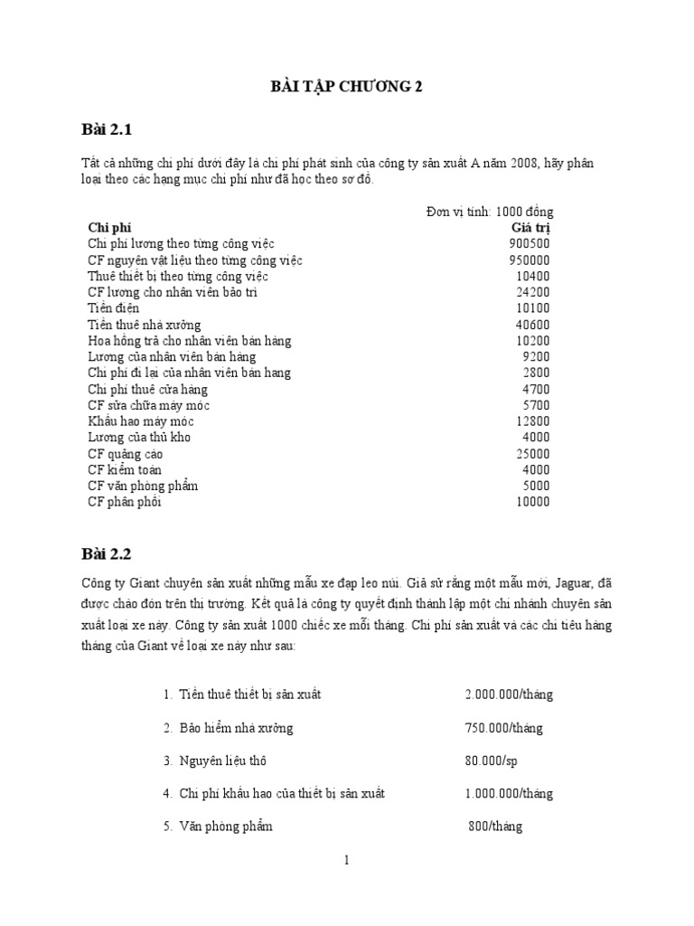 Bai Tap Chuong 2 | PDF