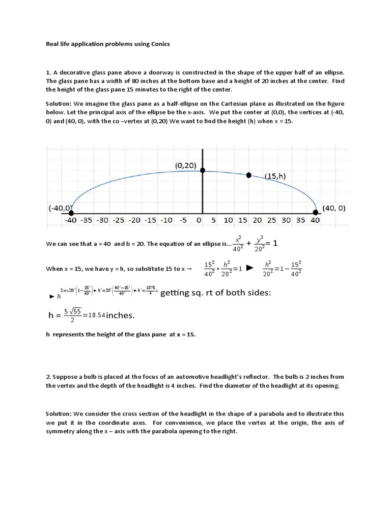 Real Life Application Problems Using Conics | PDF | Orbit | Geometry