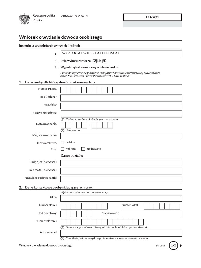 Wniosek o Wydanie Dowodu Osobistego | PDF