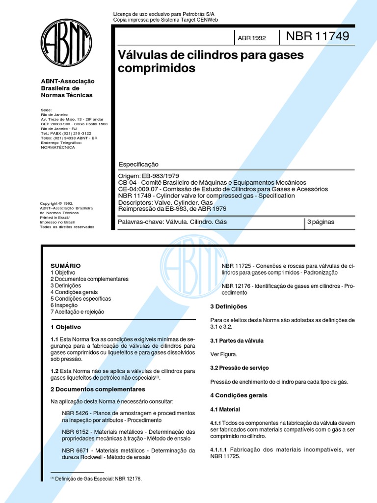 NBR 11749 Valula de Cilindros | PDF | Aço | Dureza