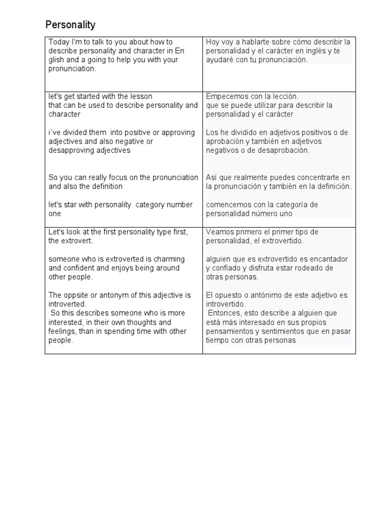 Personality | PDF | Artes del Lenguaje y Comunicación