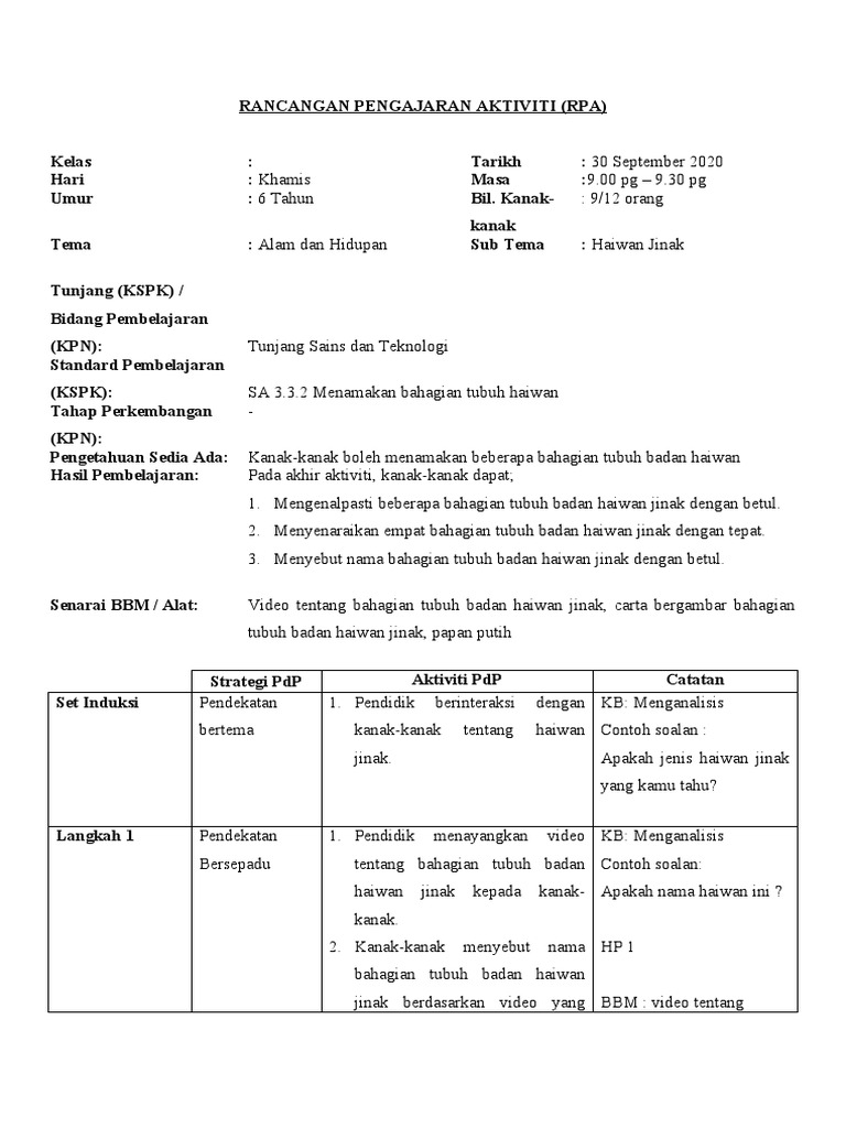 RPA 4 hAIWAN JINAK (SC) | PDF