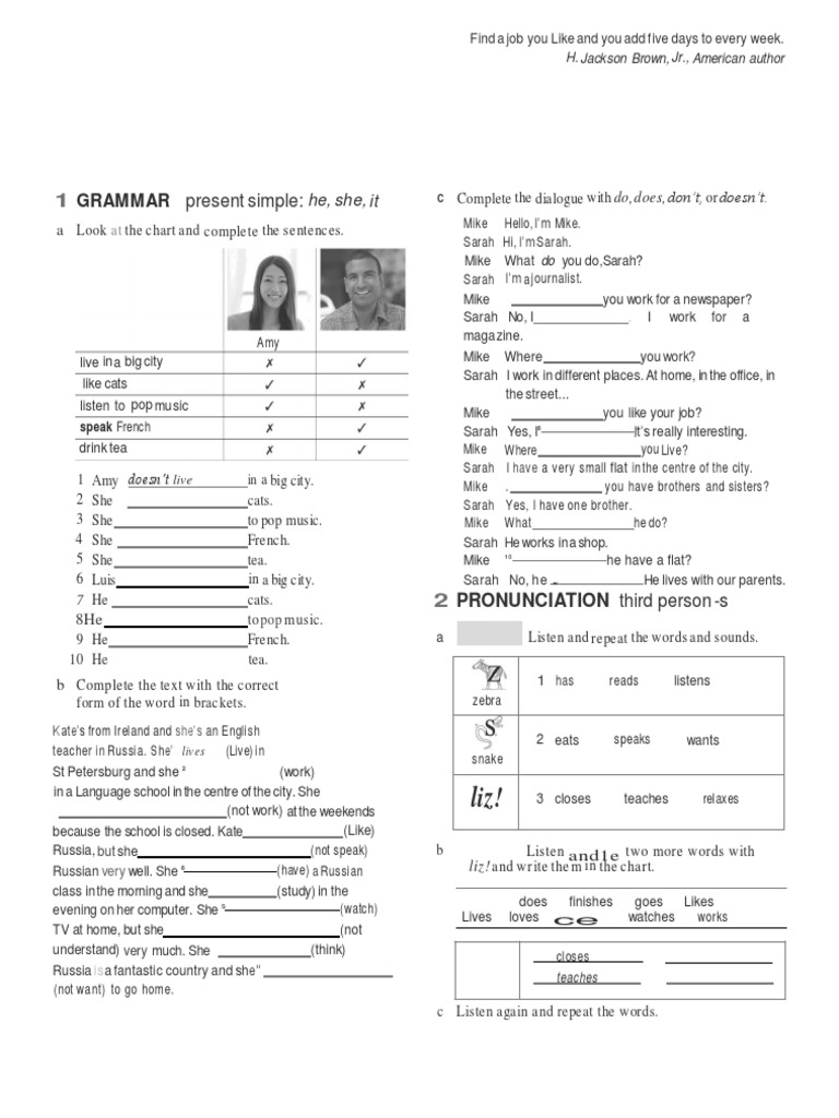 GRAMMAR Present Simple:: Chart and Complete | PDF | Linguistics | Food ...