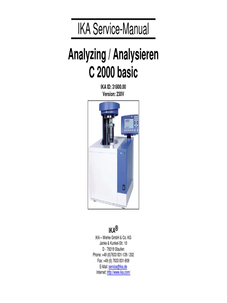 Analyzing / Analysieren C 2000 Basic: IKA Service-Manual | PDF