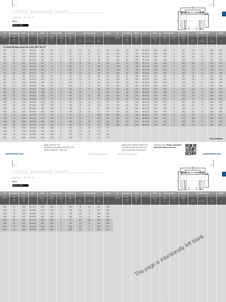 Lateral Expansion Joints: LA2SH / ID No. 88 | PDF | Mechanical ...