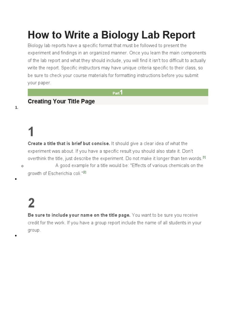 How To Write A Biology Lab Report | PDF | Hypothesis | Experiment