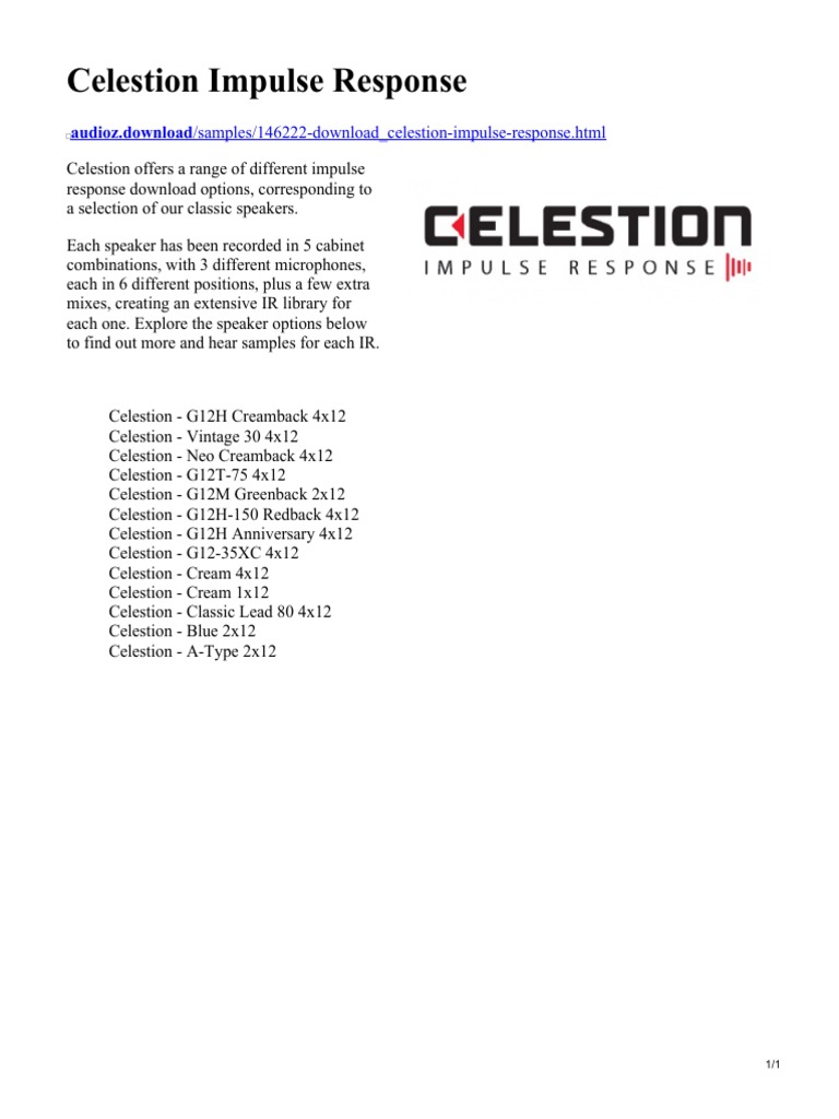 Free Celestion Impulse Responses Download | PDF