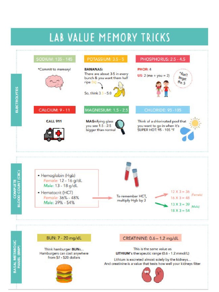 Lab Value Memory Tricks | PDF