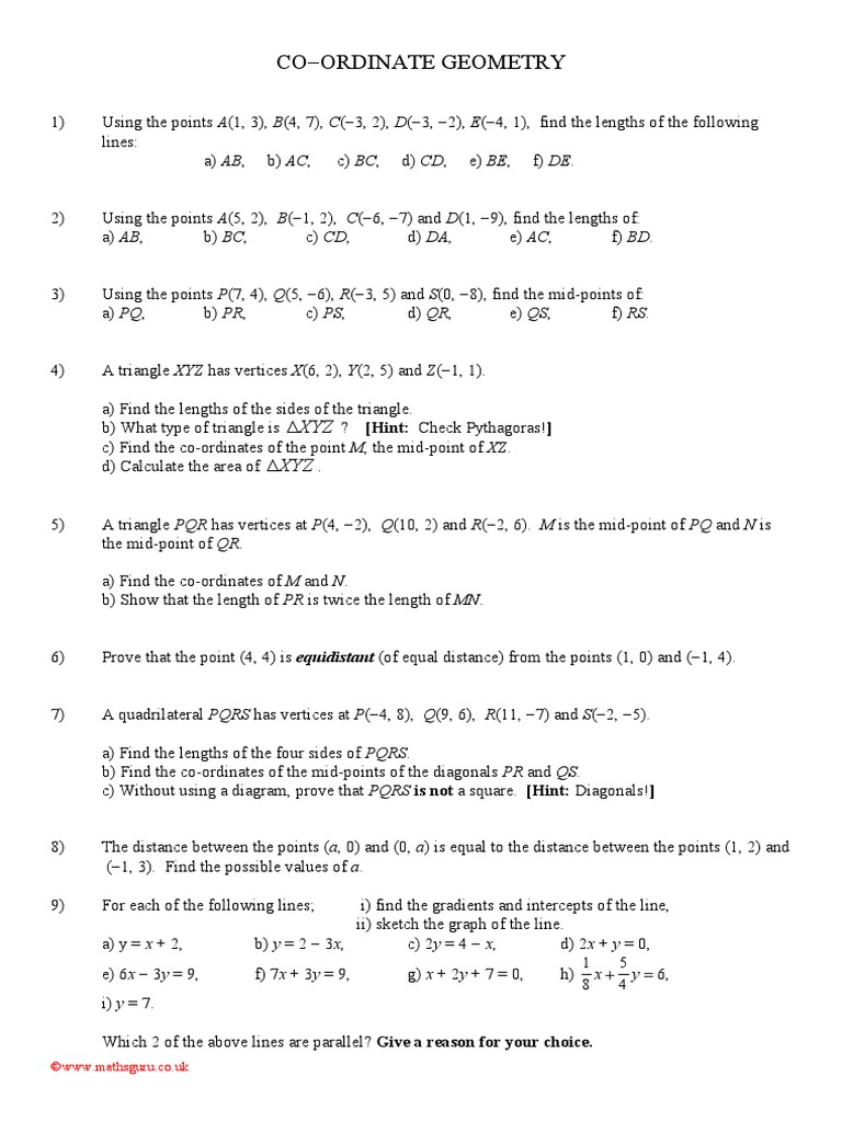 Co Ordinate Geometry: XYZ XYZ | PDF | Euclidean Geometry | Geometry