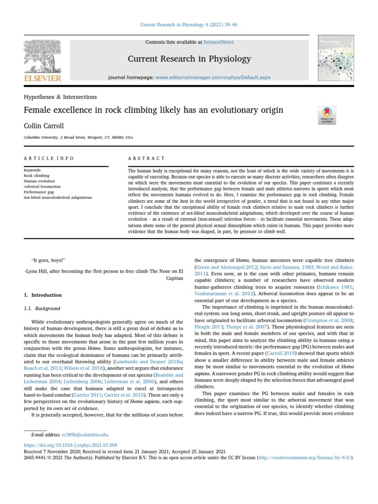 Current Research in Physiology: Collin Carroll | PDF | Bipedalism ...