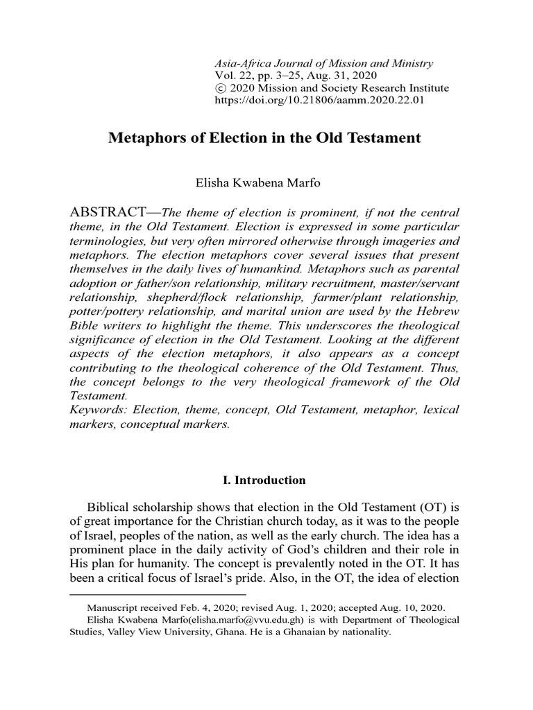 Election Metaphors in the Old Testament | PDF | Covenant (Biblical ...