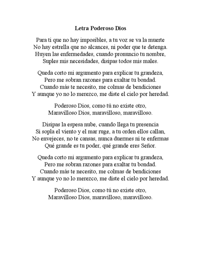 Letra Poderoso Dios | PDF