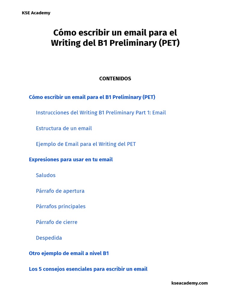 Estructura de Email para B1 PET | PDF | Lingüística