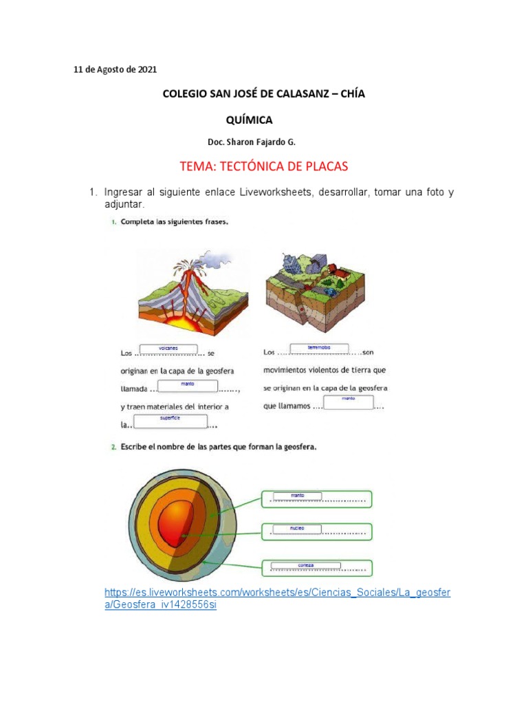 Actividad - Placas Tectónicas NVC | PDF | Ciencia y matemáticas