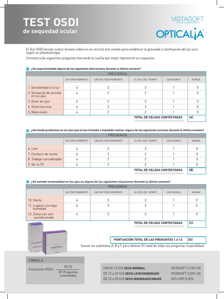 Test Osdi Sequedad Ocular | PDF