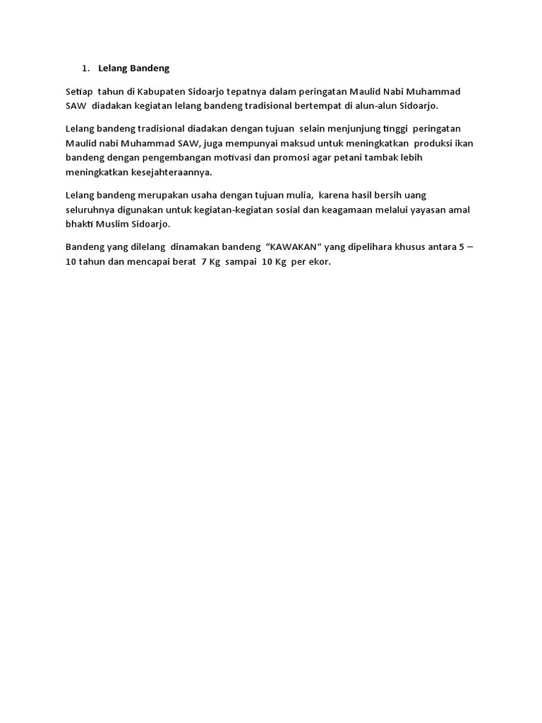 Lelang Bandeng Tradisional Sidoarjo | PDF | Memasak, Makanan, & Anggur ...